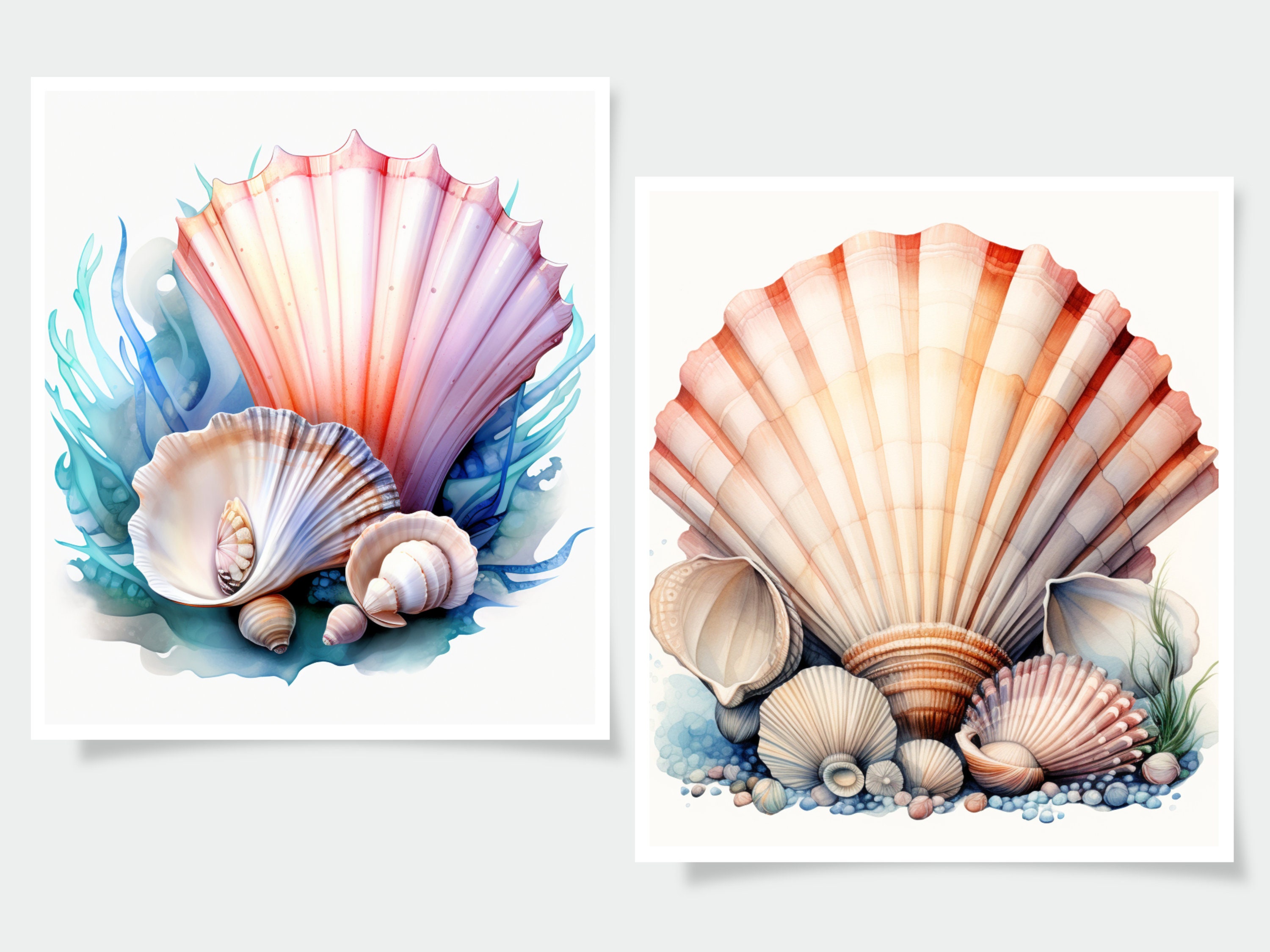 Watercolor Seashell Clipart 14 High Quality Jpgs Journal Book ...