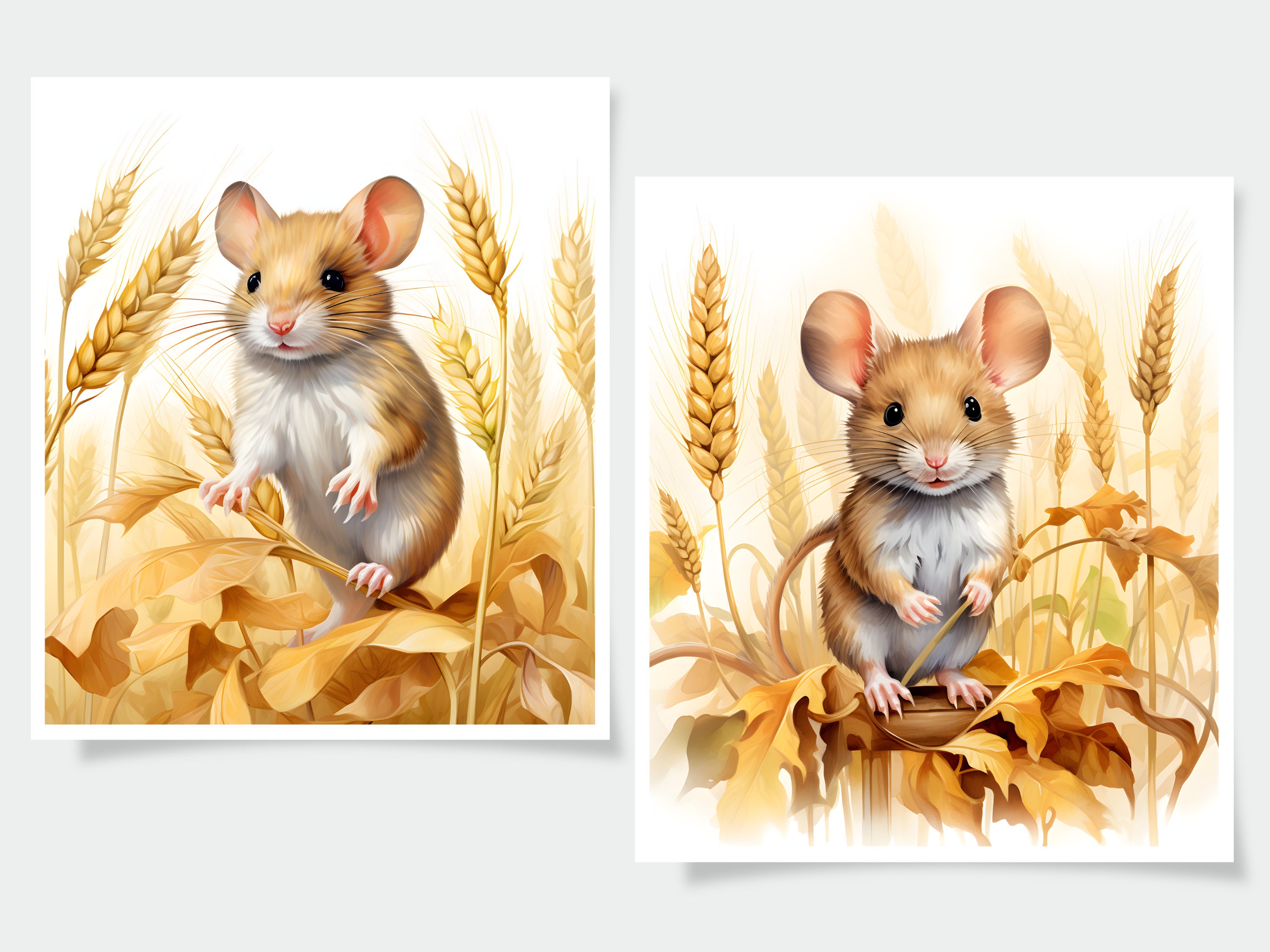 Field Mouse Clipart Fall Scene Cornstalk Wheat Fern Rat Cute - Etsy