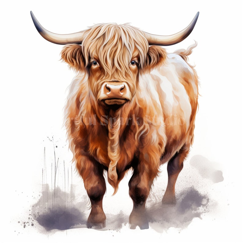 Watercolor Highland Cow Clipart - 12 High Quality Jpgs Digital Download ...
