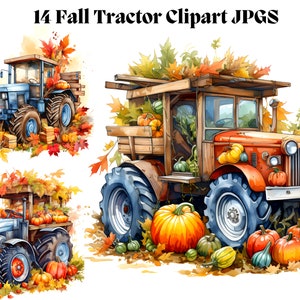 Fall Tractor Clipart John Deere Inspired Bulldozer Excavator Farm Leaf ...