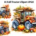 Fall Tractor Clipart John Deere Inspired Bulldozer Excavator Farm Leaf ...