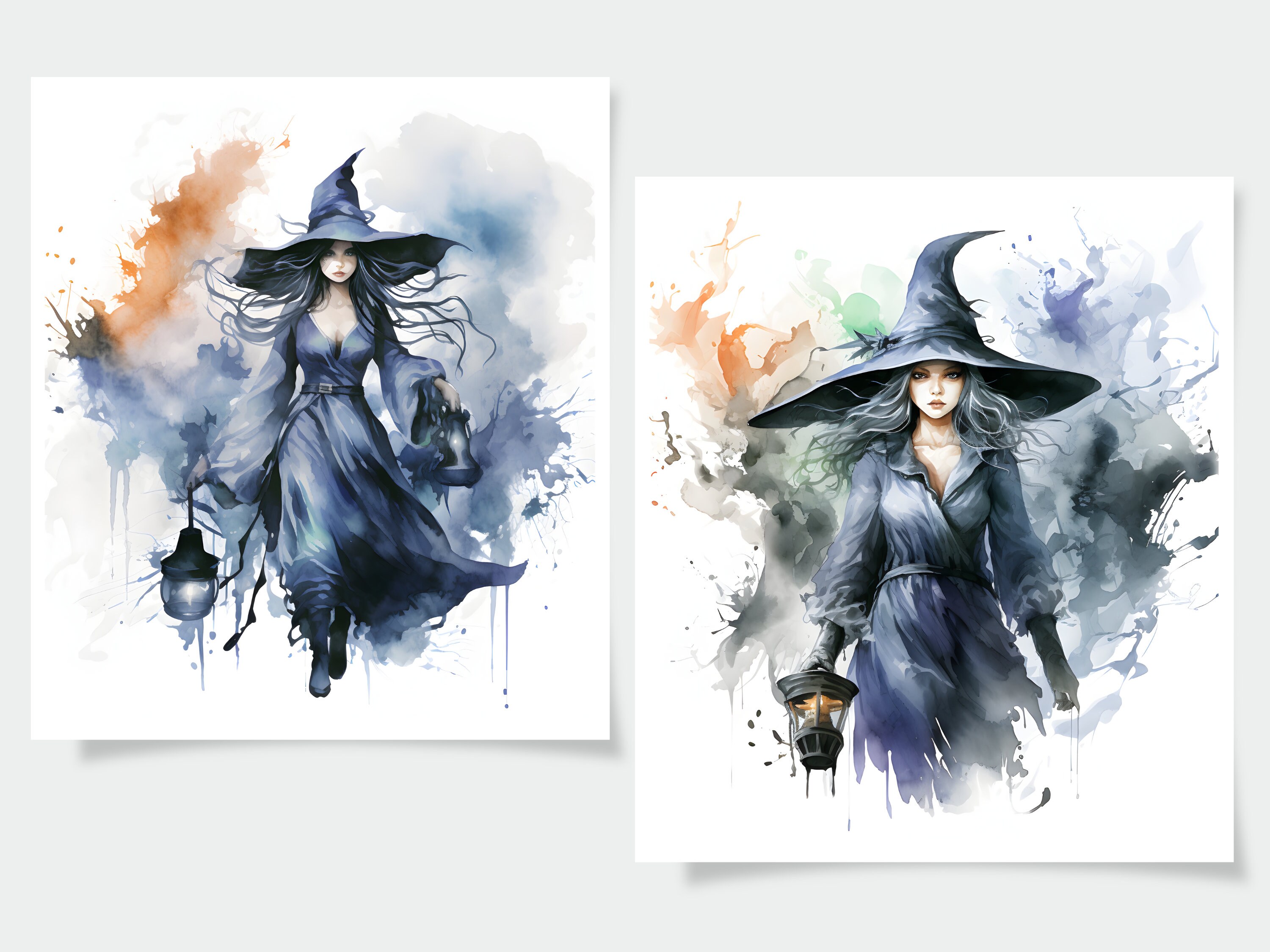 Watercolor Witch Clipart Smoky Shadow Dark Fantasy Witchy Aesthetics ...