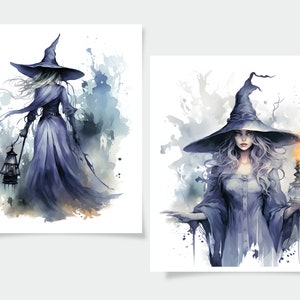 Watercolor Witch Clipart Smoky Shadow Dark Fantasy Witchy Aesthetics ...