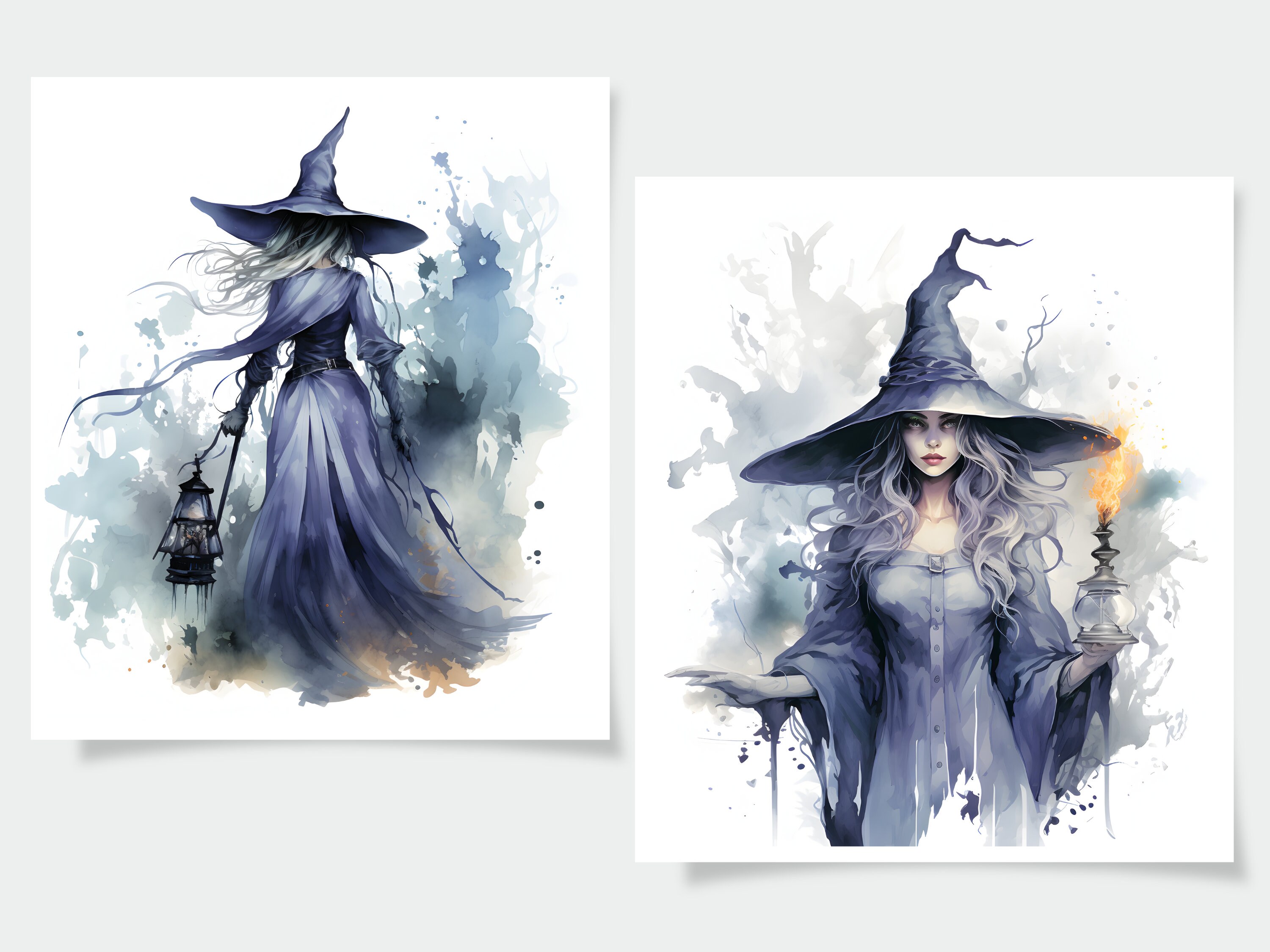 Watercolor Witch Clipart Smoky Shadow Dark Fantasy Witchy Aesthetics ...