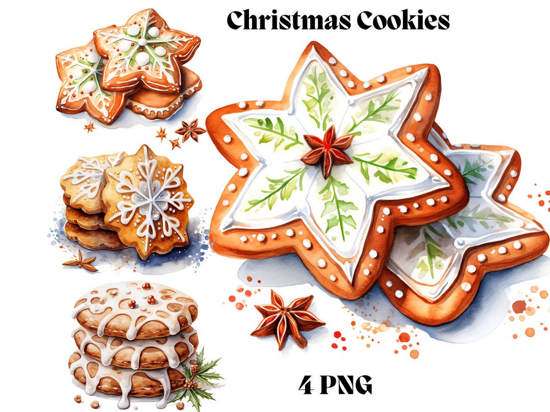 Christmas Cookies Clipart PNG Holiday Baked Sweet Star Dessert Festive ...