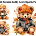 Autumn Teddy Bear Clipart Fall Teddy Cozy Sweater Hat Tea Cup Cute ...