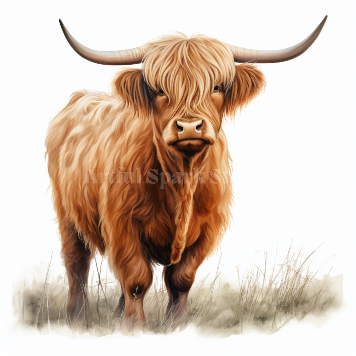 Watercolor Highland Cow Clipart 12 High Quality Jpgs Digital Download ...