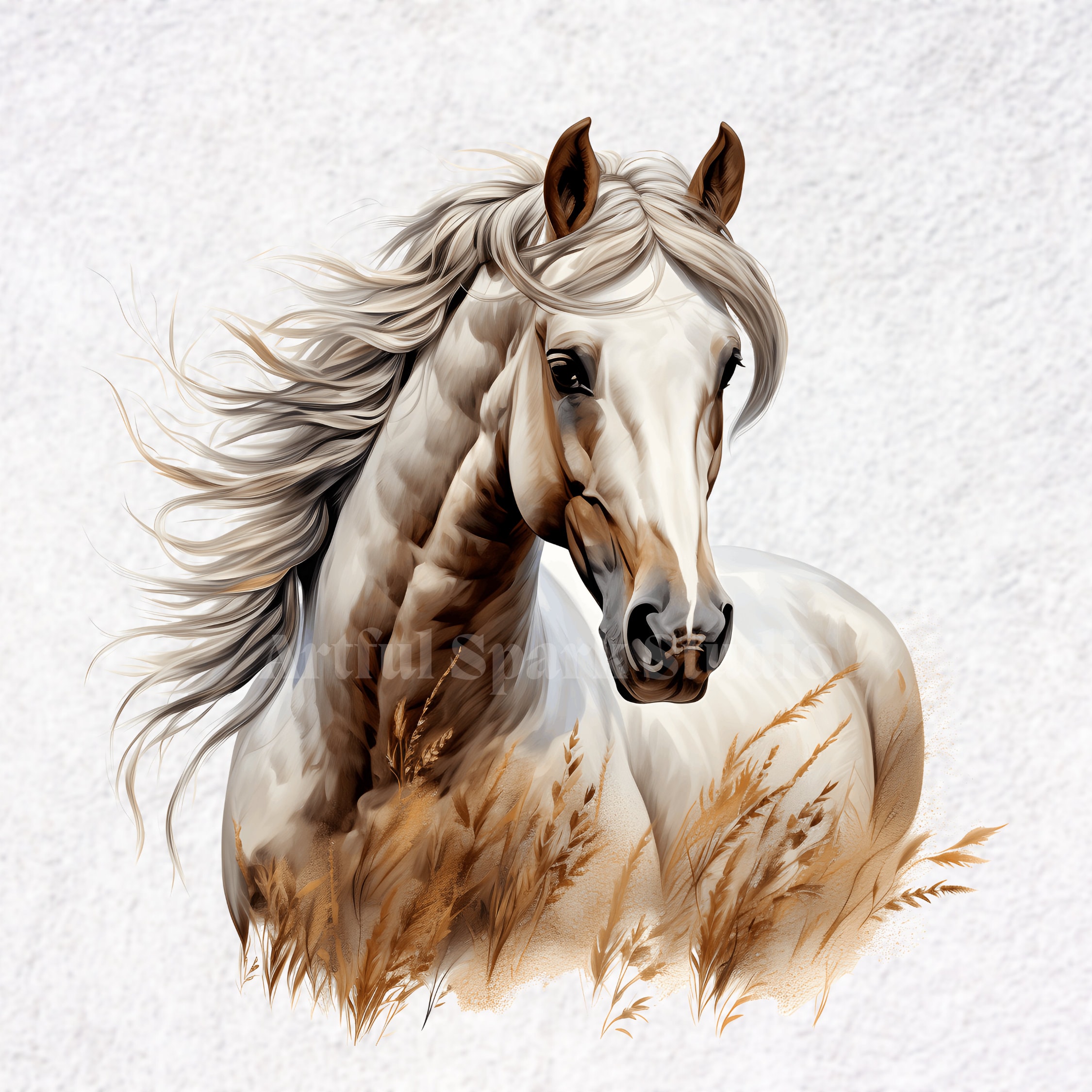 Horse Clipart PNG Hay Corn Field Beautiful Mane Cute Farm Animal ...