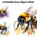 Watercolor Bumble Bee Clipart - 12 High Quality Jpgs - Journal Book ...