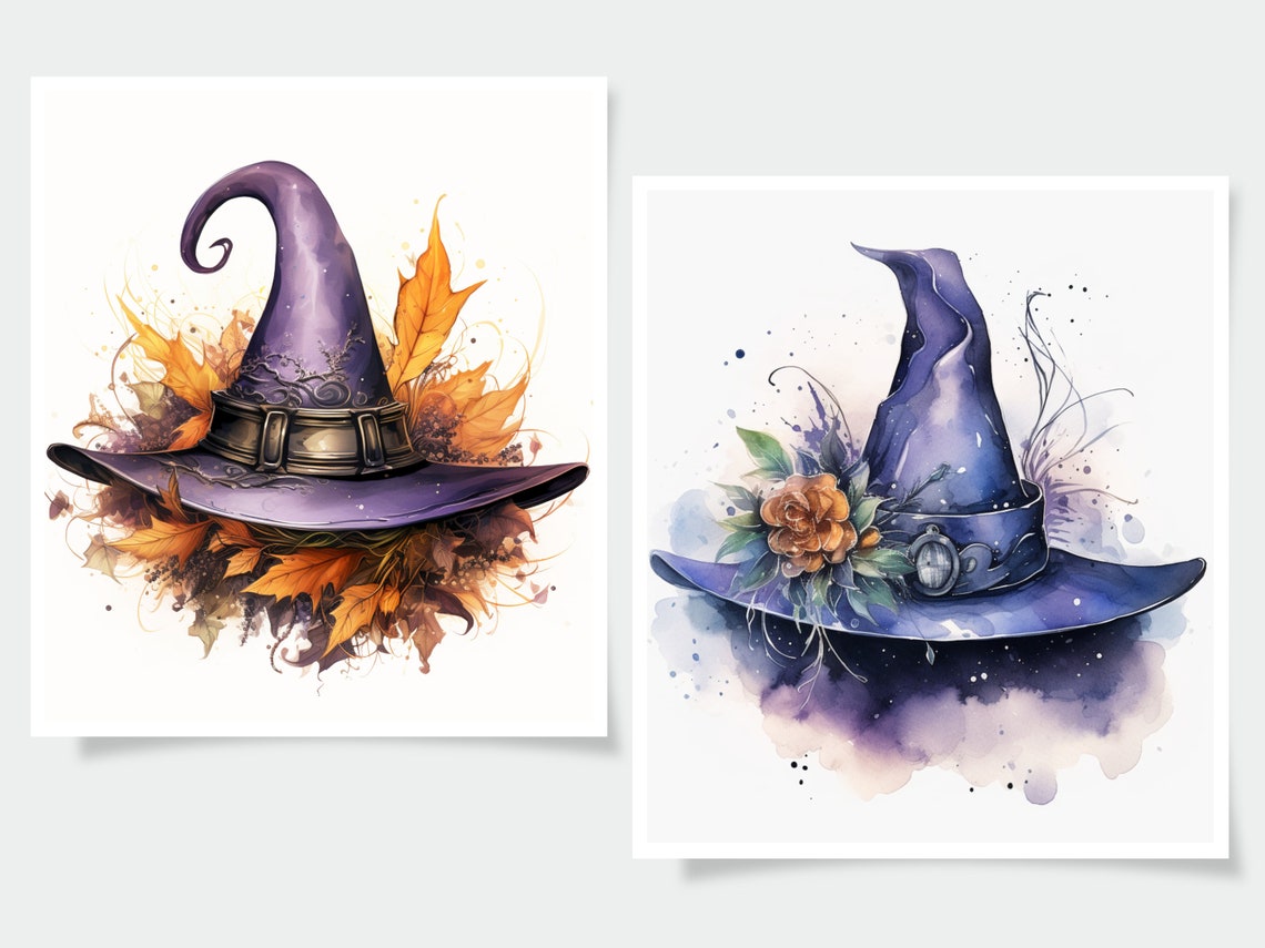 Watercolor Witch Hat Clipart Halloween Spooky Season Fall Witch ...