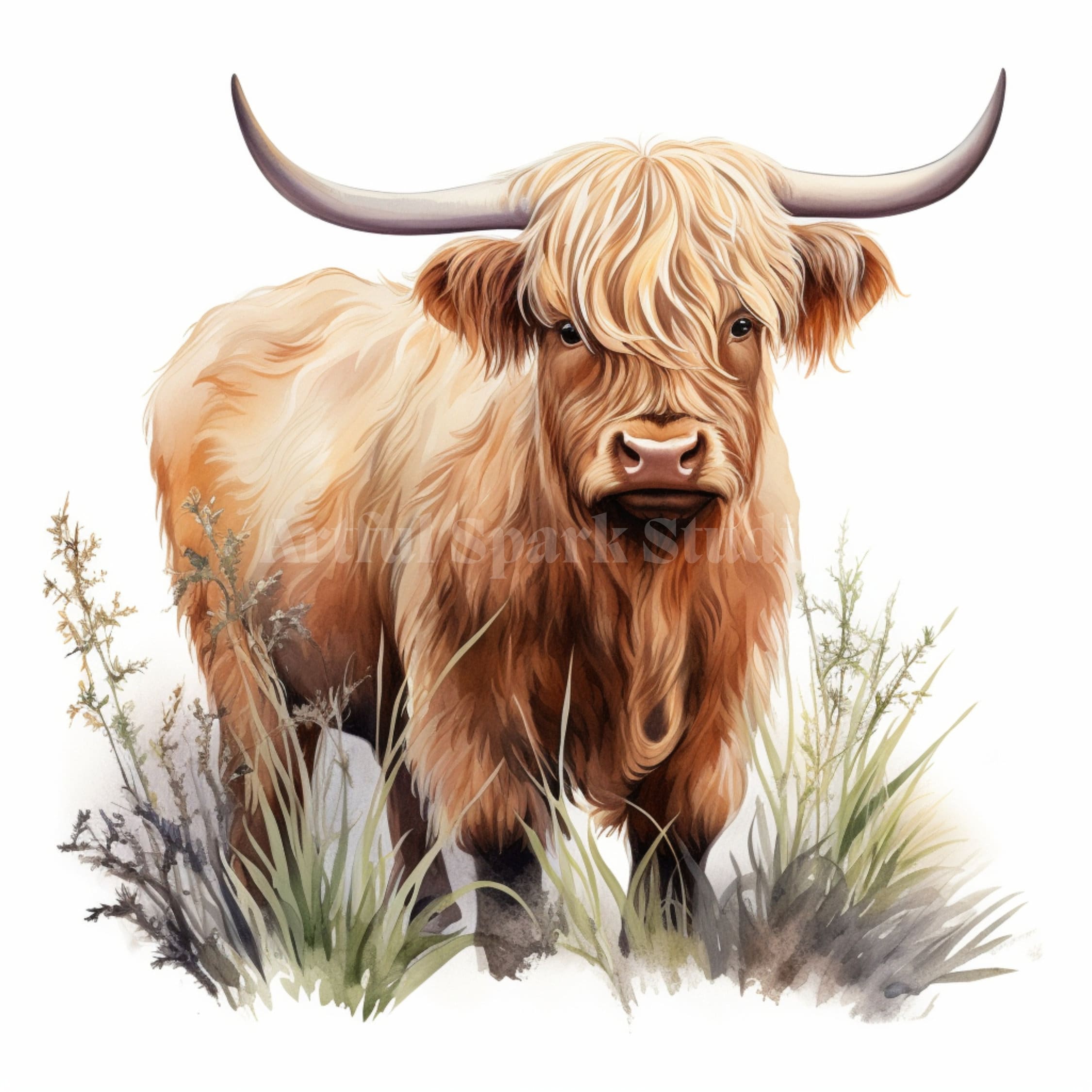 Watercolor Highland Cow Clipart - 12 High Quality Jpgs Digital Download ...