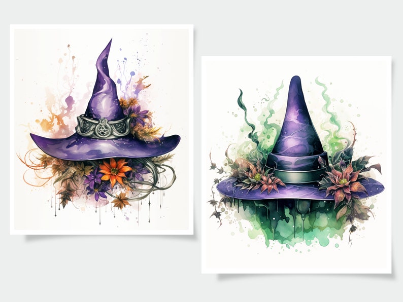Watercolor Witch Hat Clipart Halloween Spooky Season Fall Witch ...