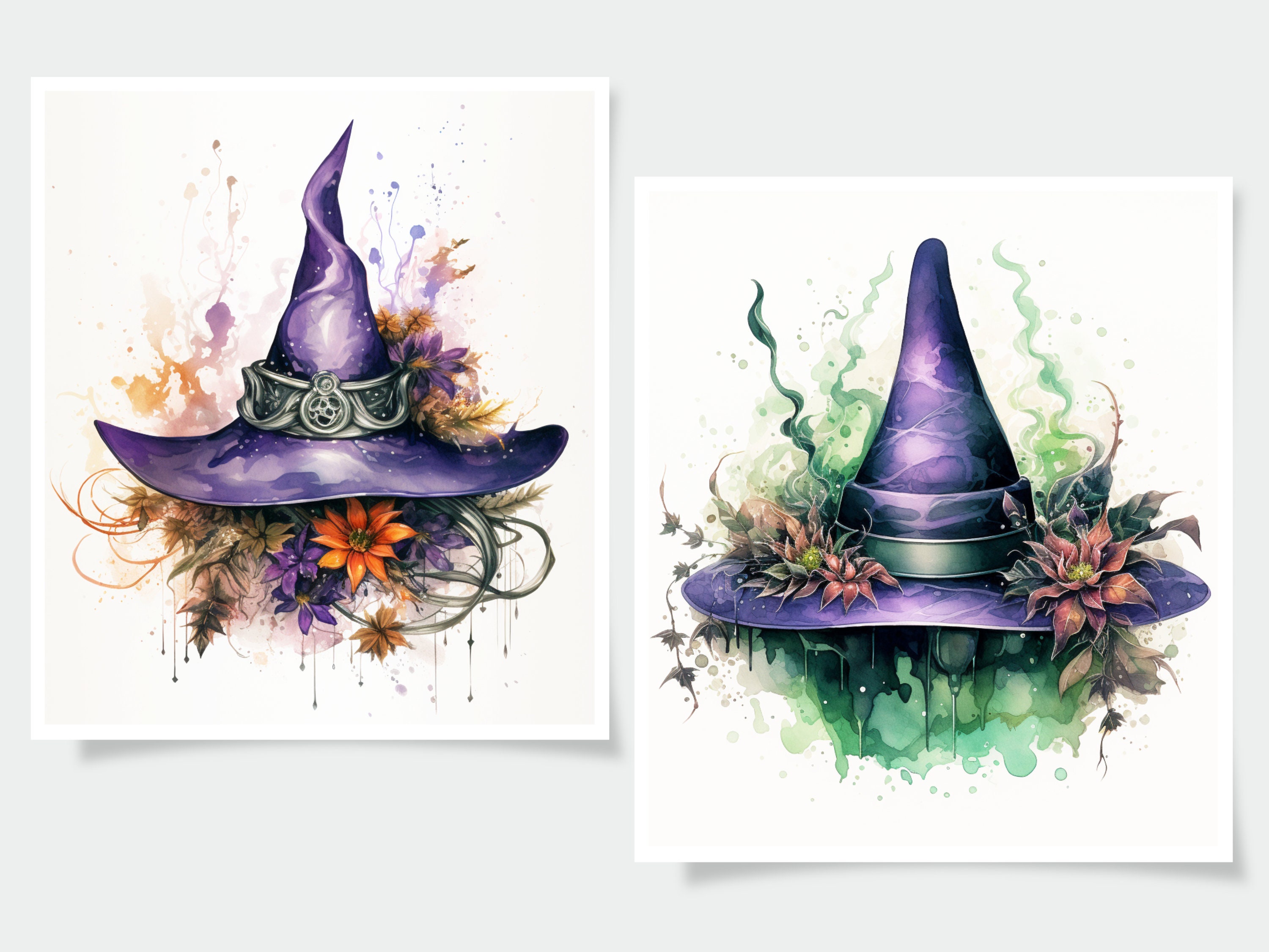Watercolor Witch Hat Clipart Halloween Spooky Season Fall Witch ...