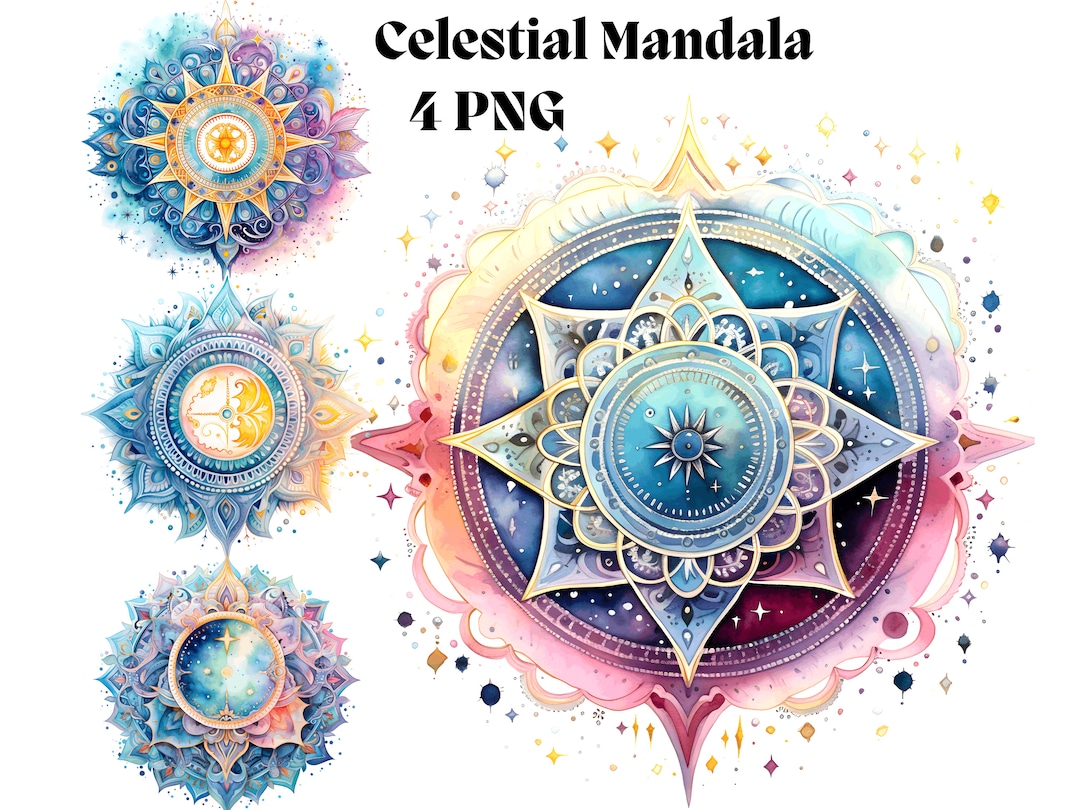 Dreamy Boho Celestial Mandala Clipart PNG Mysticism Gifted Cosmic ...