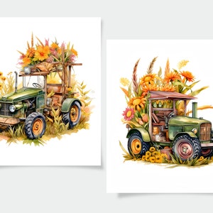 Fall Tractor Clipart John Deere Inspired Bulldozer Excavator Farm Leaf ...
