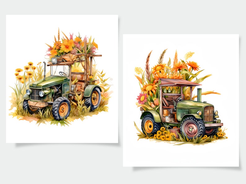 Fall Tractor Clipart John Deere Inspired Bulldozer Excavator Farm Leaf ...