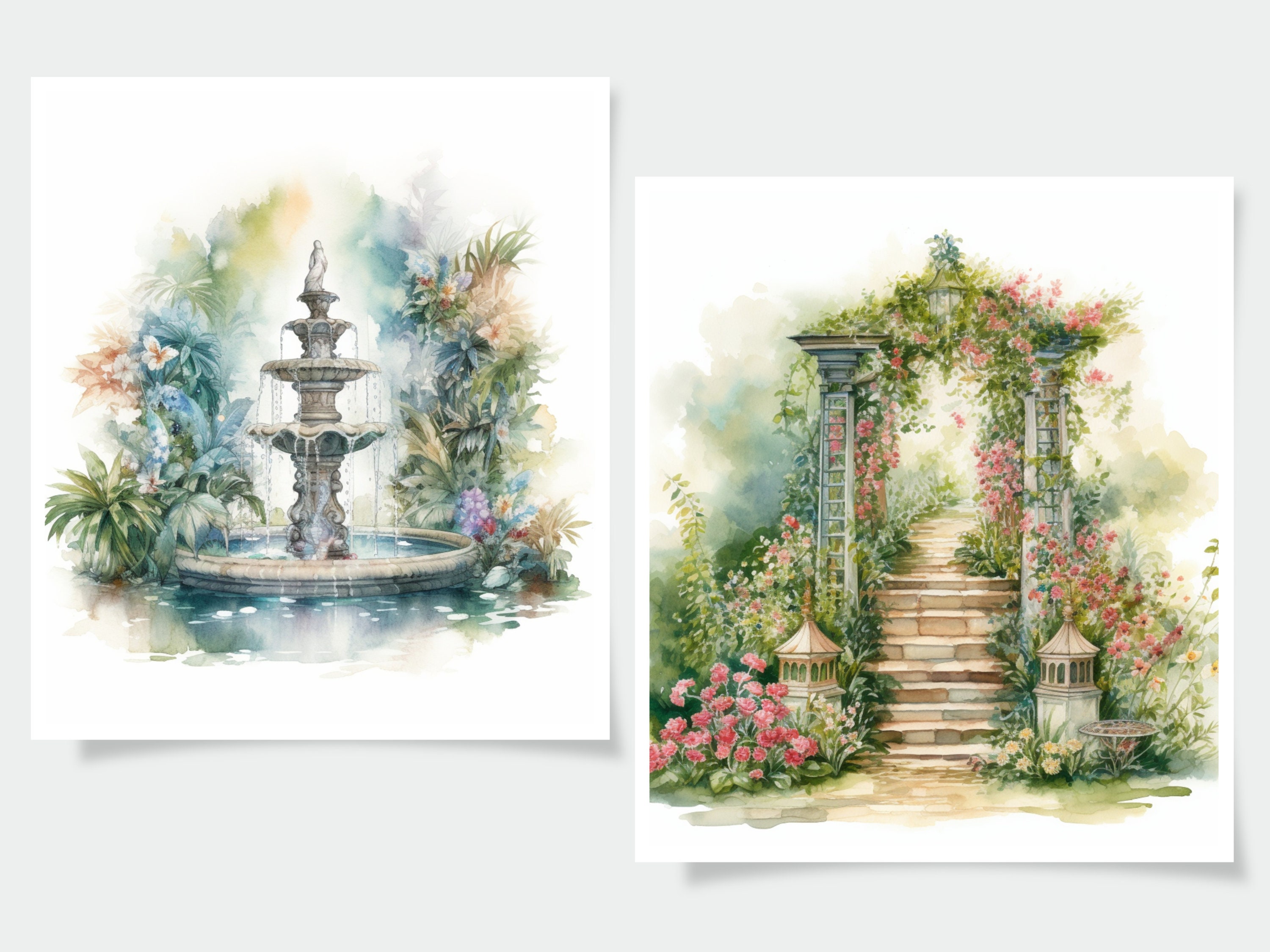 Watercolor Secret Garden Clipart 20 High Quality Jpgs Journal Book ...