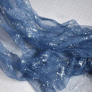 Dark Blue Sequin Star Gradient Hot Gold Sprinkle Gold Mesh Fabric ...