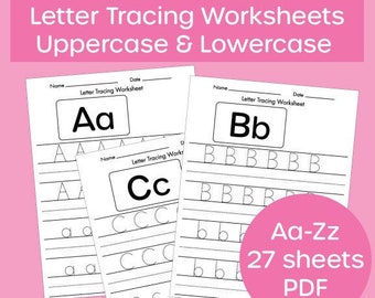 Printable A-Z Letter Tracing Worksheet! Capital and Lowercase ...