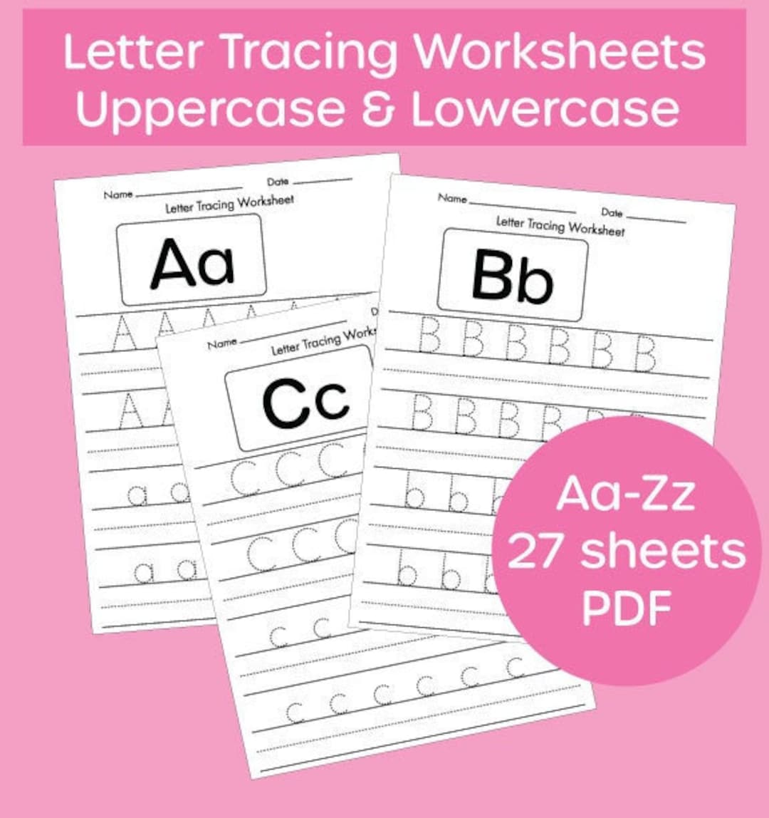 Uppercase and Lowercase Alphabetical Letter Tracing Worksheets PDF - Etsy
