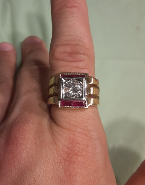 Diamond and ruby 14 kt gold ring - Gem