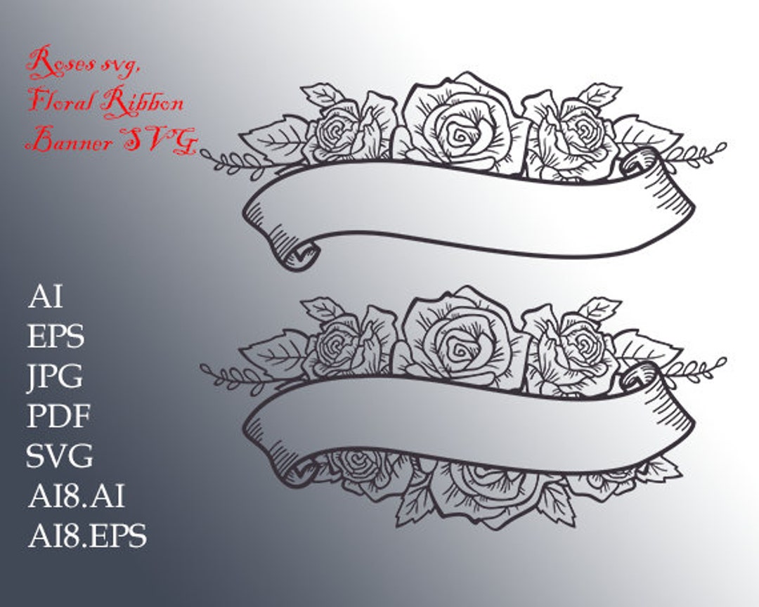 Rosas svg Banner de cinta floral SVG - Etsy México