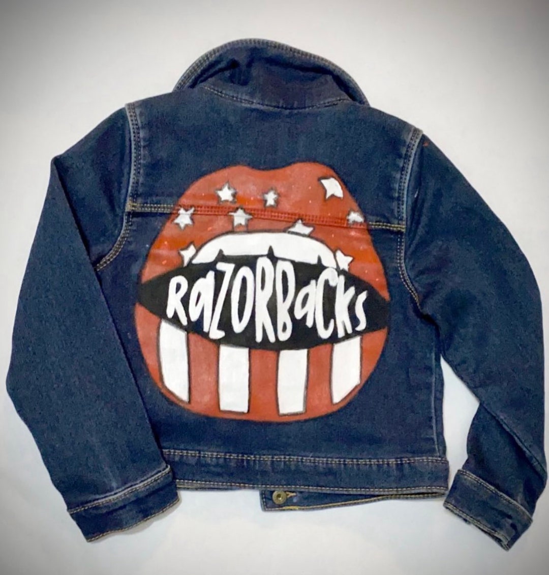 Hand Painted Lips & Mascot Denim Jacket - Etsy