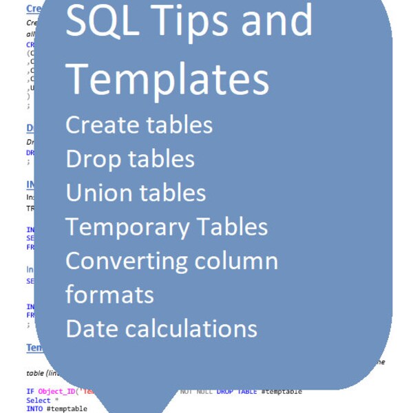 Sql Cheat Sheet Etsy