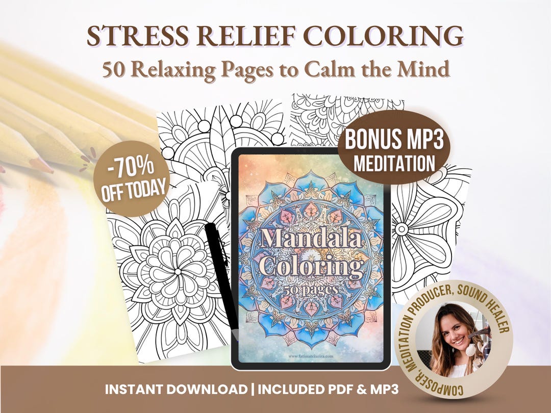 Mandala Coloring Book: 50 Pages of Stress Relief (digital Download) - Etsy