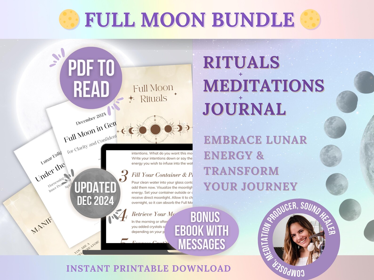 Full Moon Ritual Bundle, Moon Phase Printables, Lunar Cycle Rituals ...