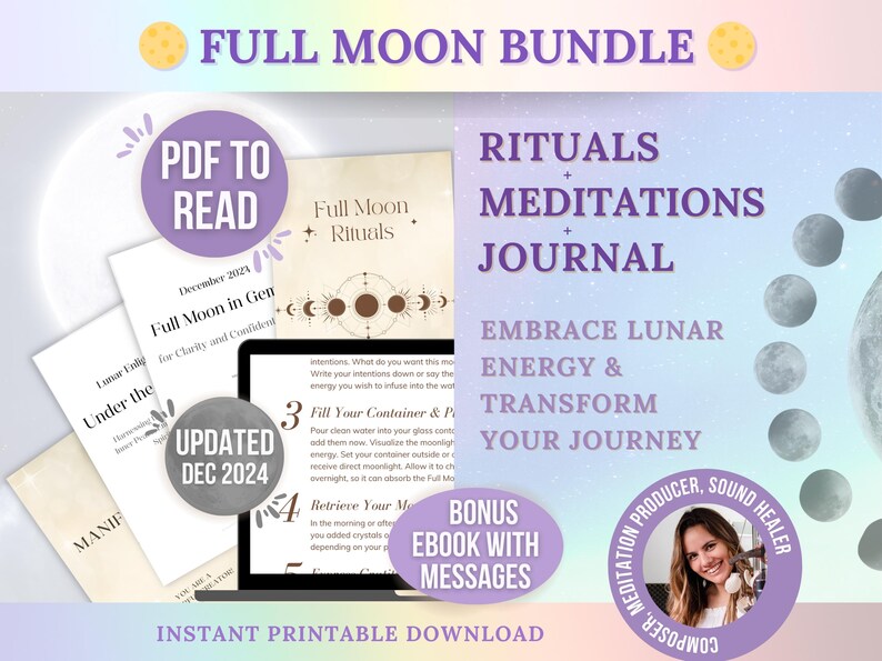 Full Moon Ritual Bundle, Moon Phase Printables, Lunar Cycle Rituals ...