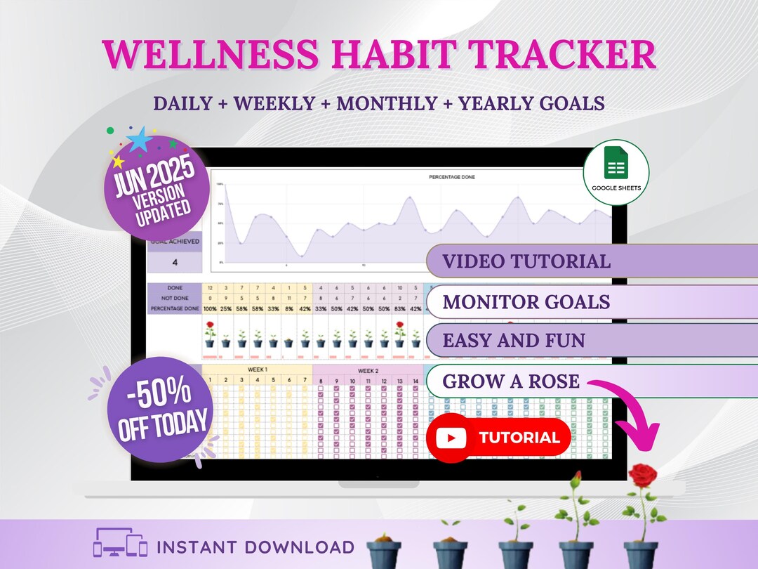 Wellness Habit Tracker: Daily Routine Spreadsheet (digital Download) - Etsy
