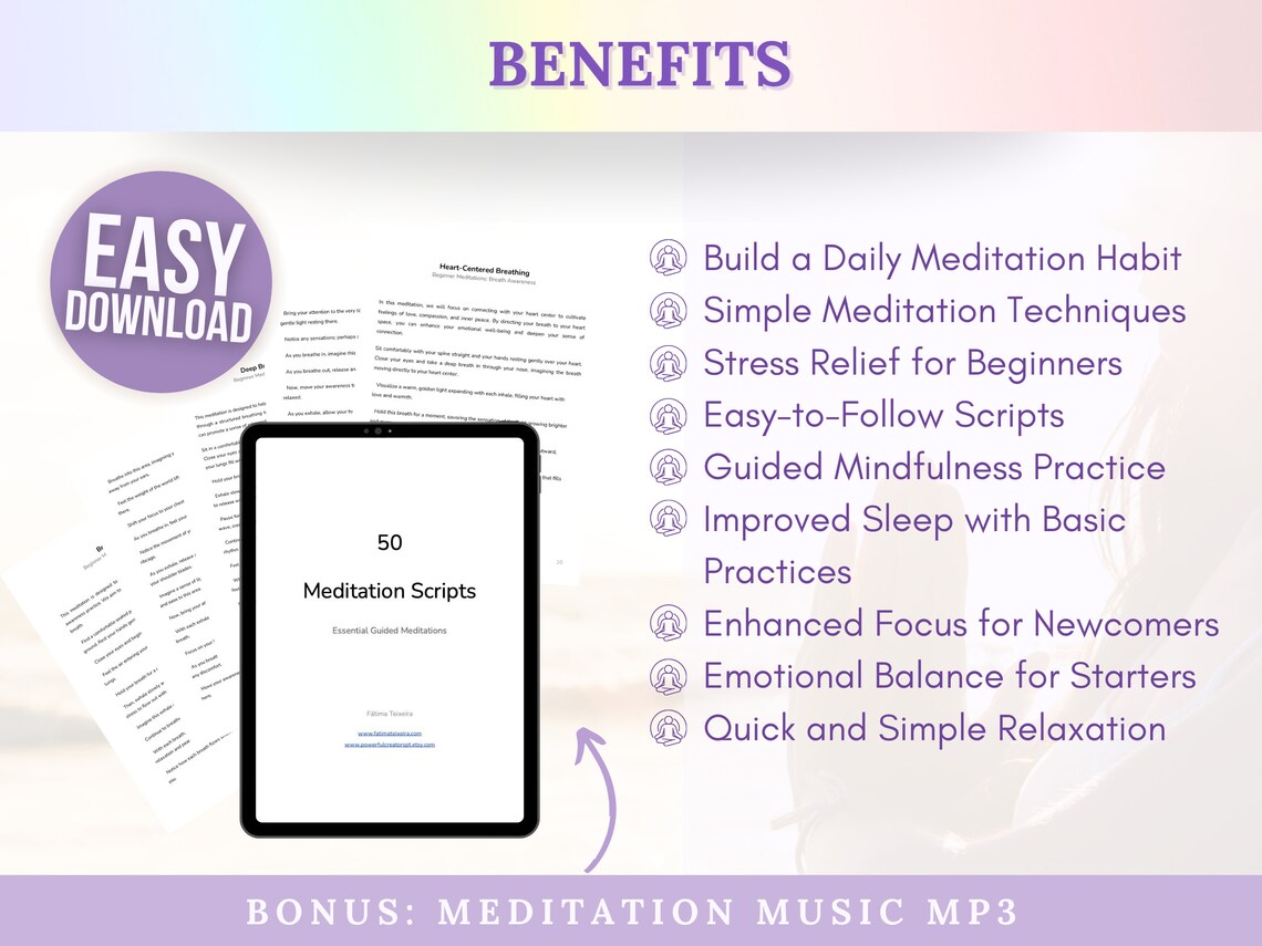 50 Guided Meditation Scripts for Beginners (PDF Download) - Etsy