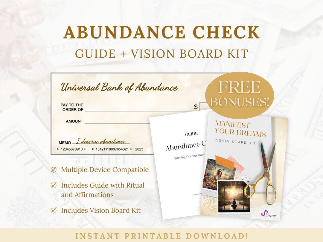 Money Manifestation Cheque Printable, Checks for Vision Board, Wealth ...