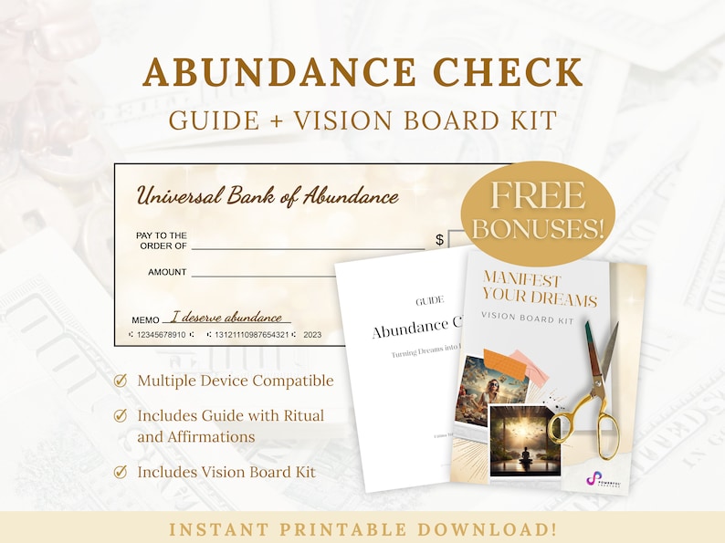 Money Manifestation Cheque Printable, Checks for Vision Board, Wealth ...