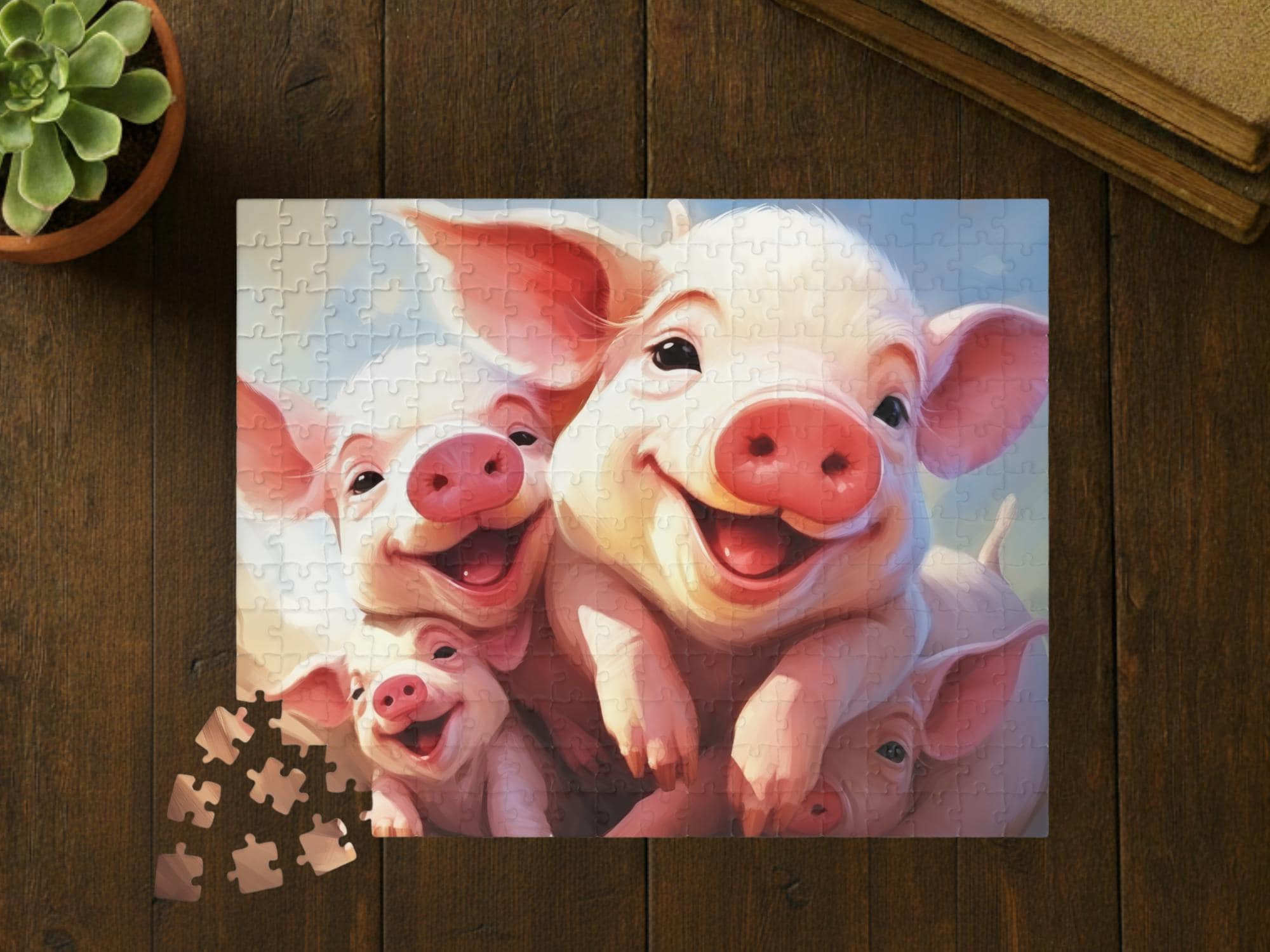 Happy Piglet Pile Puzzle - Cute Farm Animal Jigsaw Puzzle for Adults ...