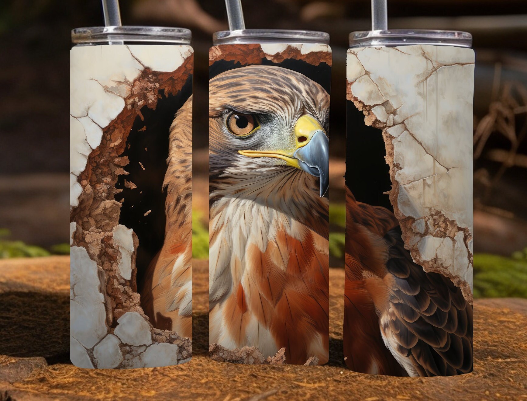 Red Tailed Hawk Breaking Through a Wall 20 Oz Skinny - Etsy