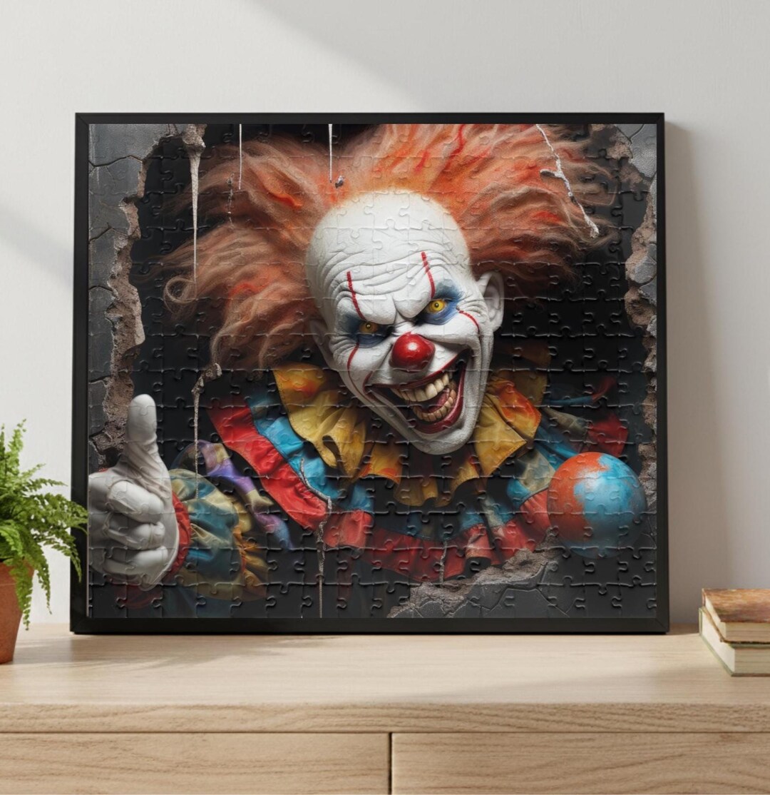Scary Clown Jigsaw Puzzle - Horror Puzzle - Creepy Circus Clown Art ...