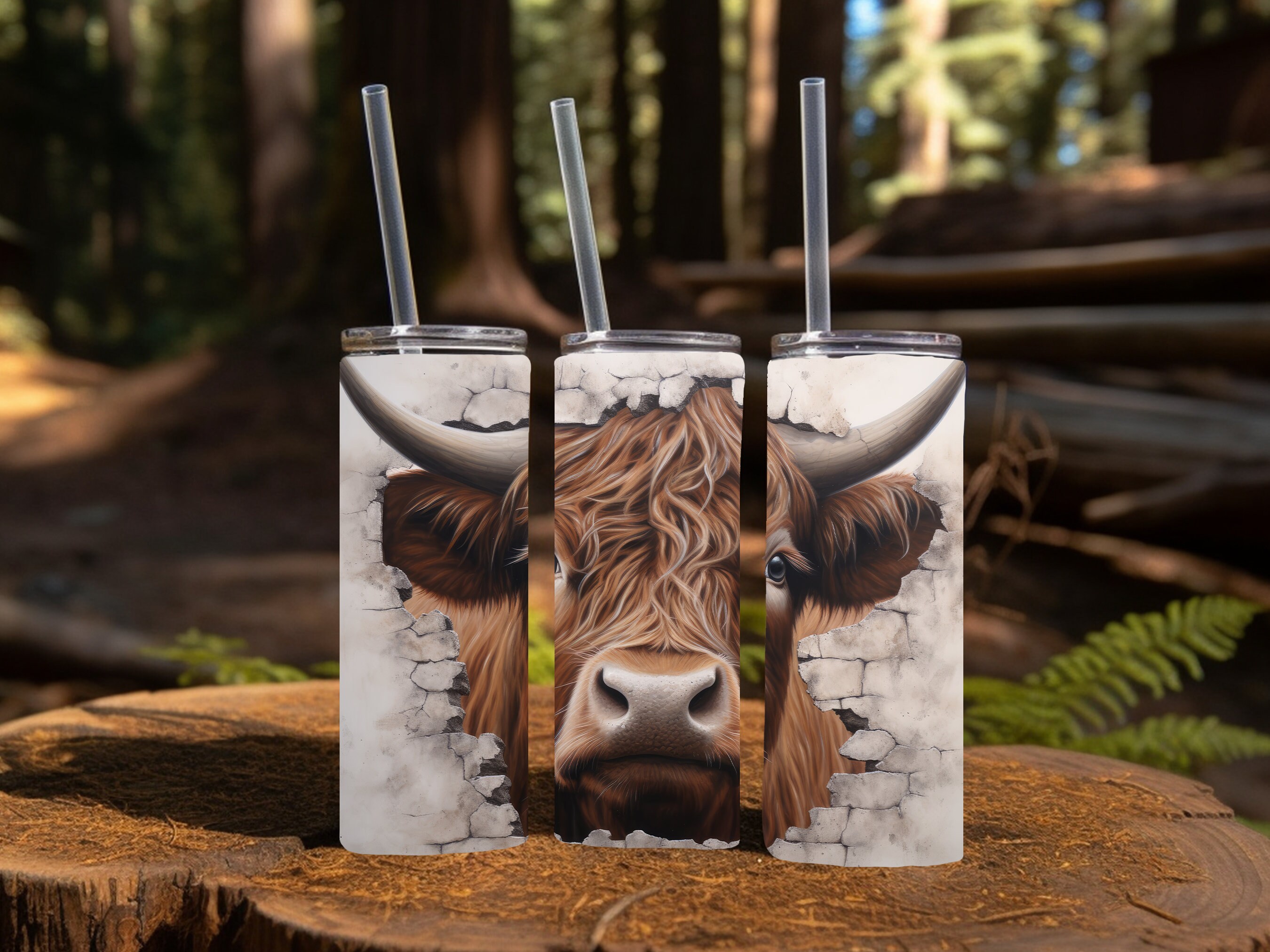 Highland Cow Breaking Through a Wall 20 Oz Skinny Sublimation - Etsy