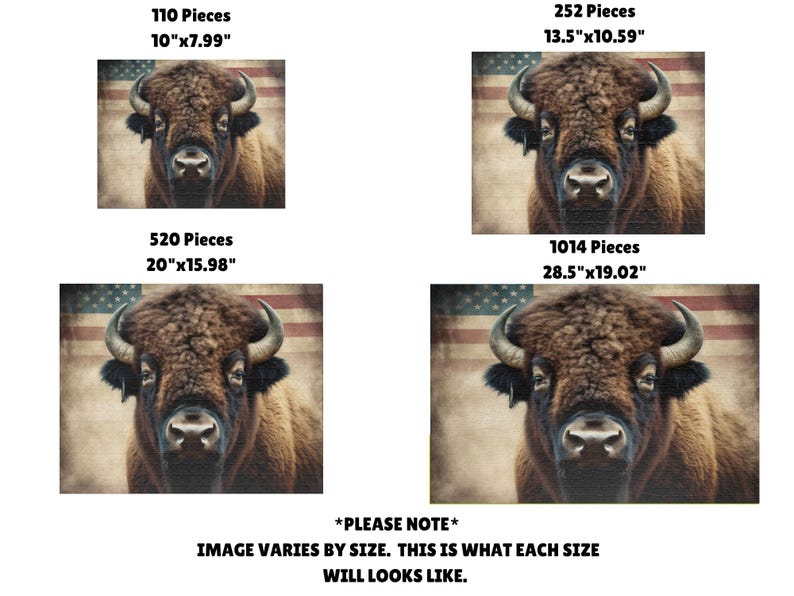 Patriotic Bison Puzzle - American Flag Buffalo Jigsaw - Rustic Wildlife ...