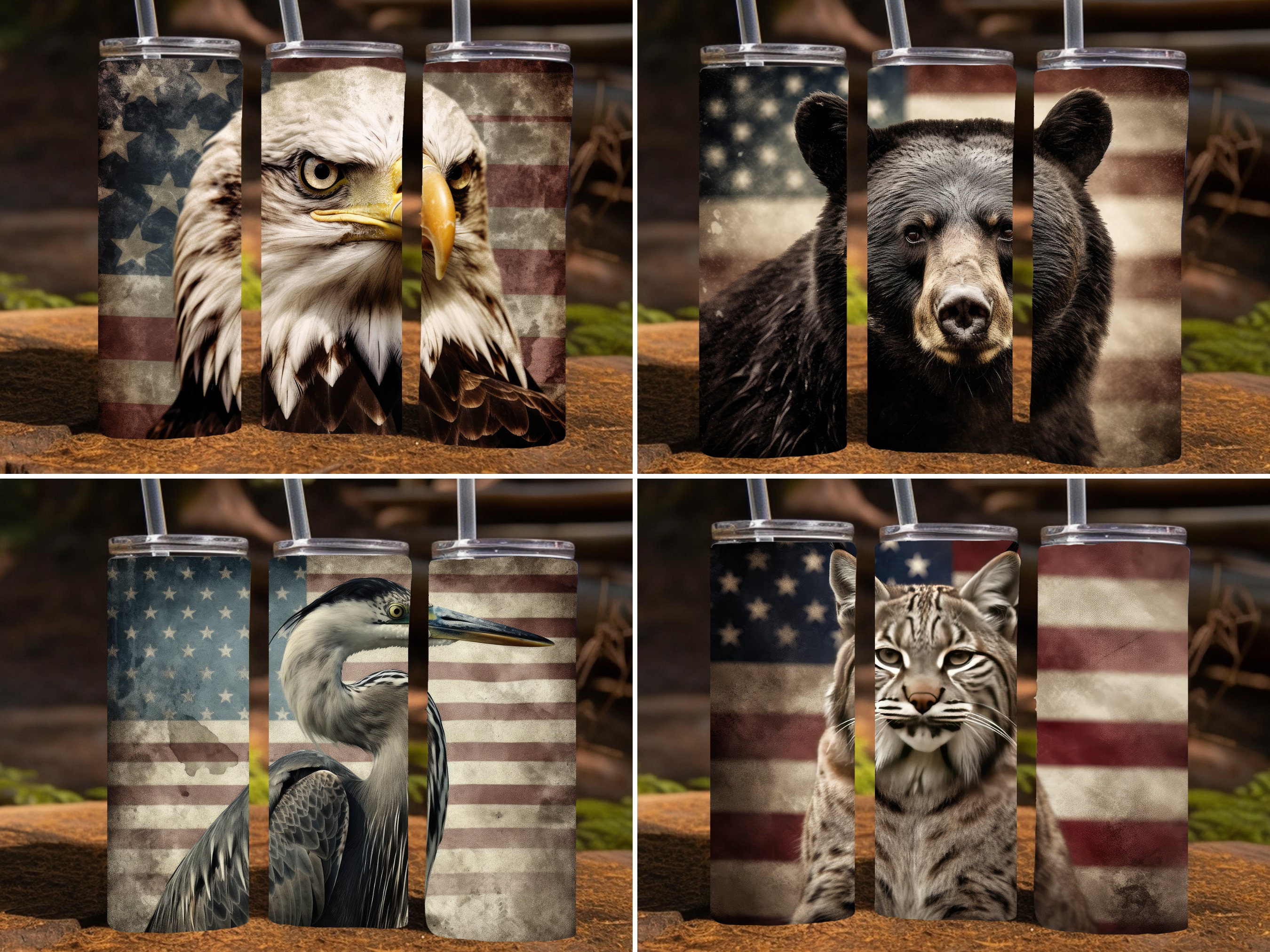 20x Wildlife Bundle With American Flag Theme Grunge Bundle. - Etsy