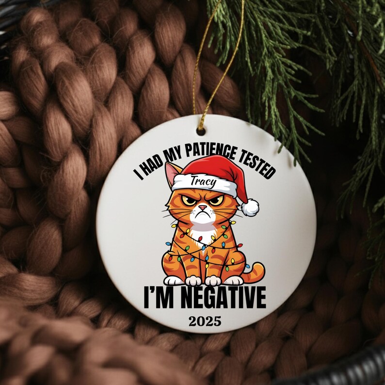 Funny Grumpy Cat Christmas Ornament -“I Had My Patience Tested – I’m ...