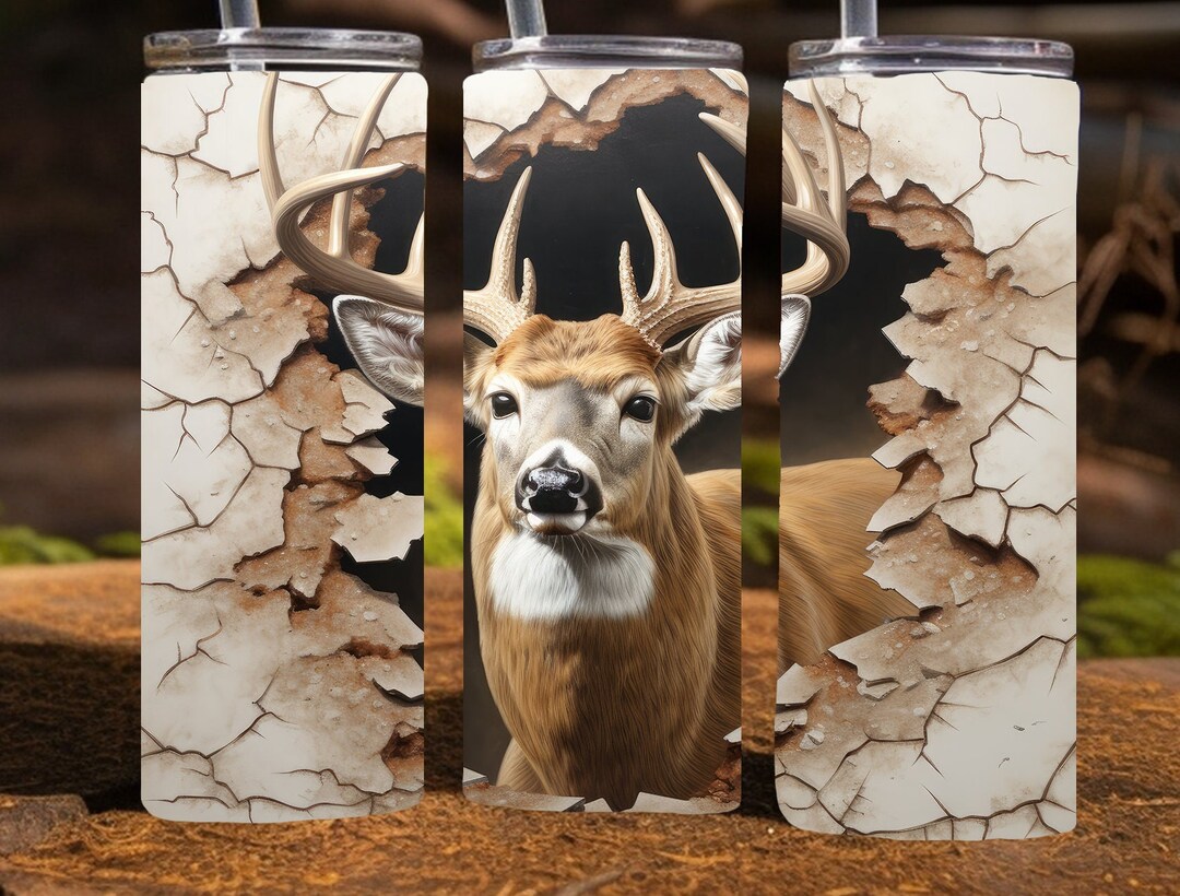 Buck / Deer Breaking Through a Wall, 20 Oz Skinny Sublimation Tumbler ...