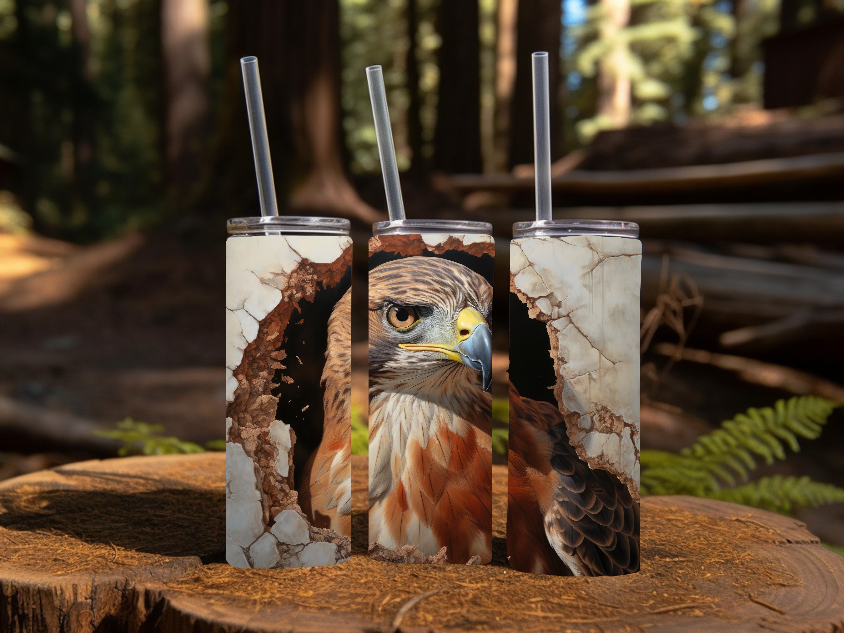 Red Tailed Hawk Breaking Through a Wall 20 Oz Skinny - Etsy