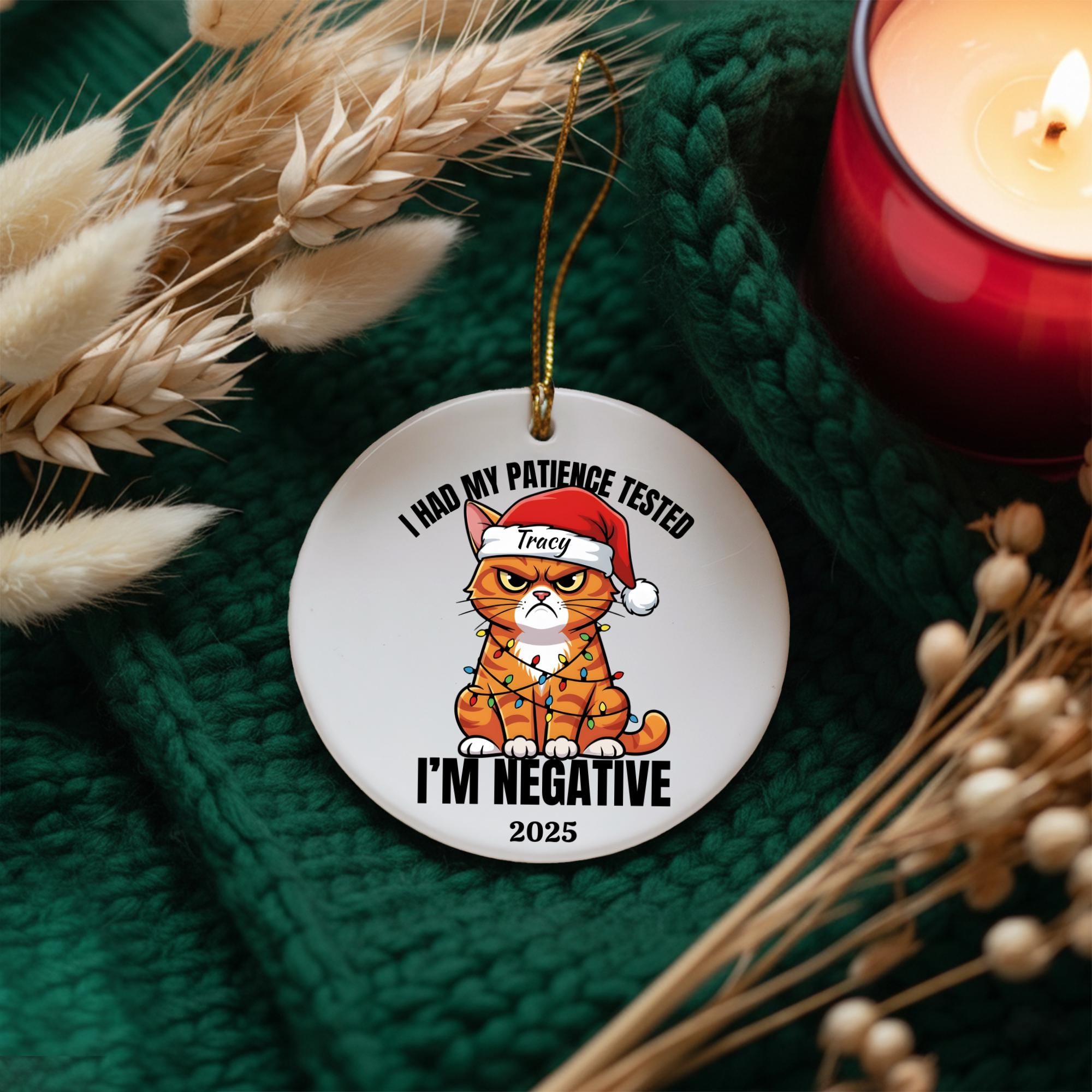 Funny Grumpy Cat Christmas Ornament -“I Had My Patience Tested – I’m ...
