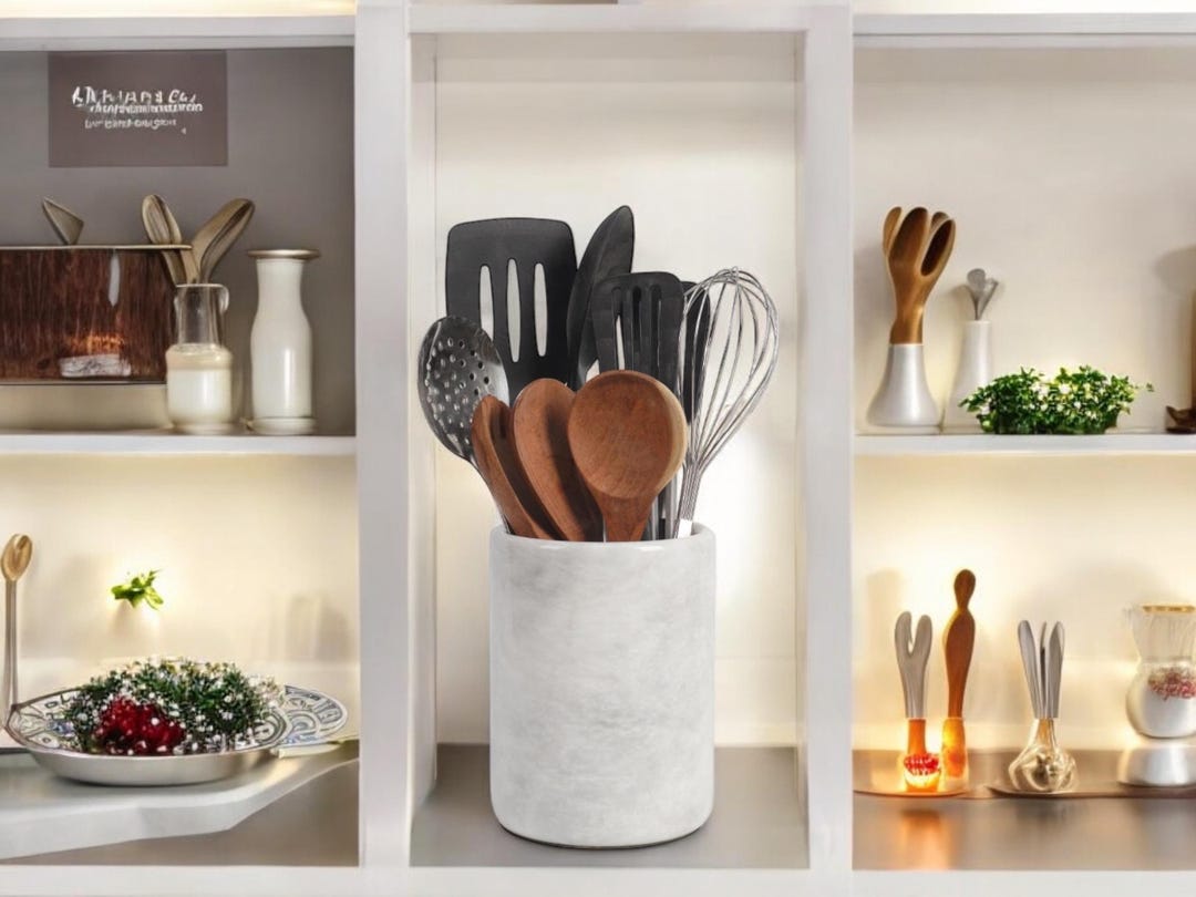 Handmade Marble Utensil Holder: Kitchen Countertop Organizer - Etsy