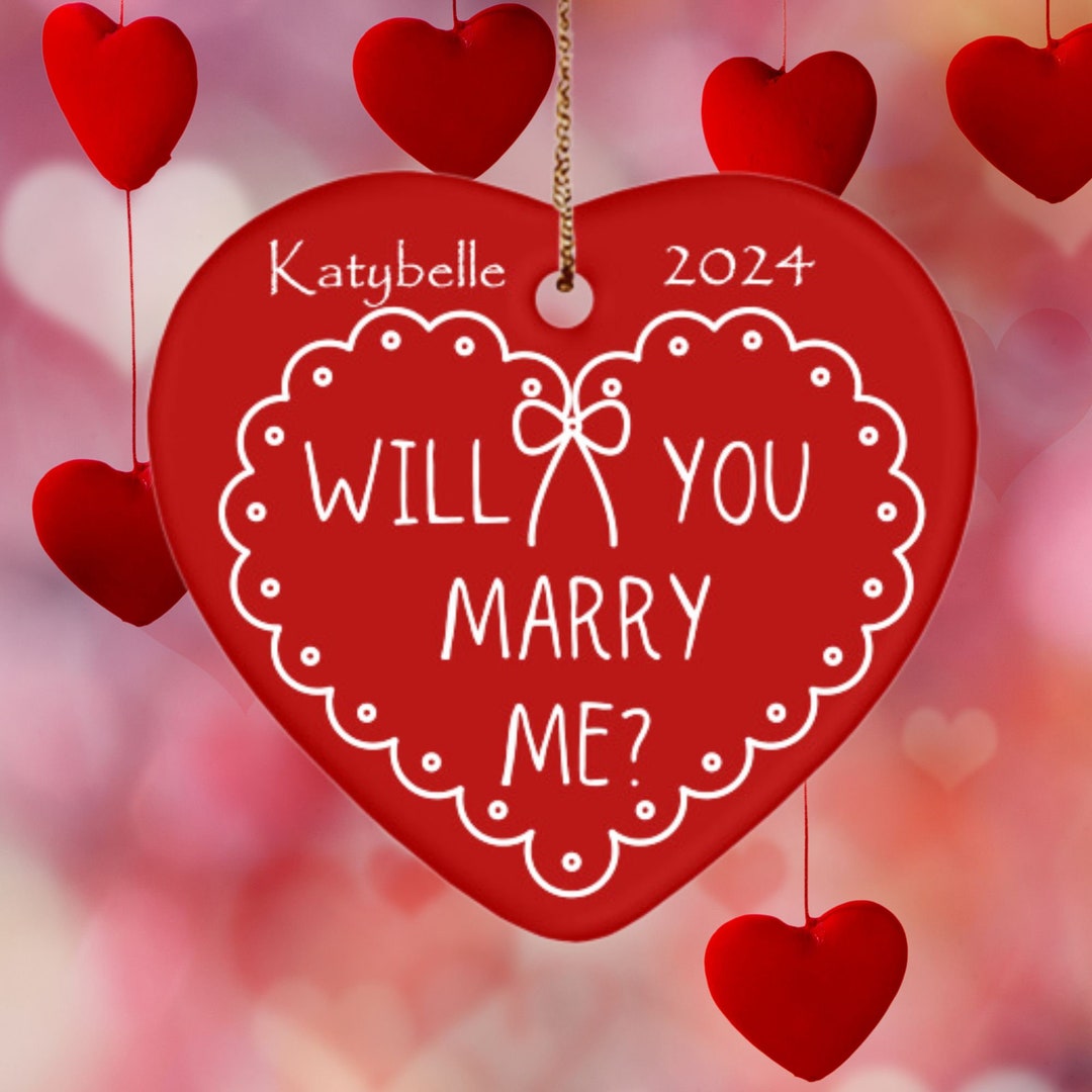 Will You Marry Me Heart Ornament Personalized, Engagement Keepsake ...