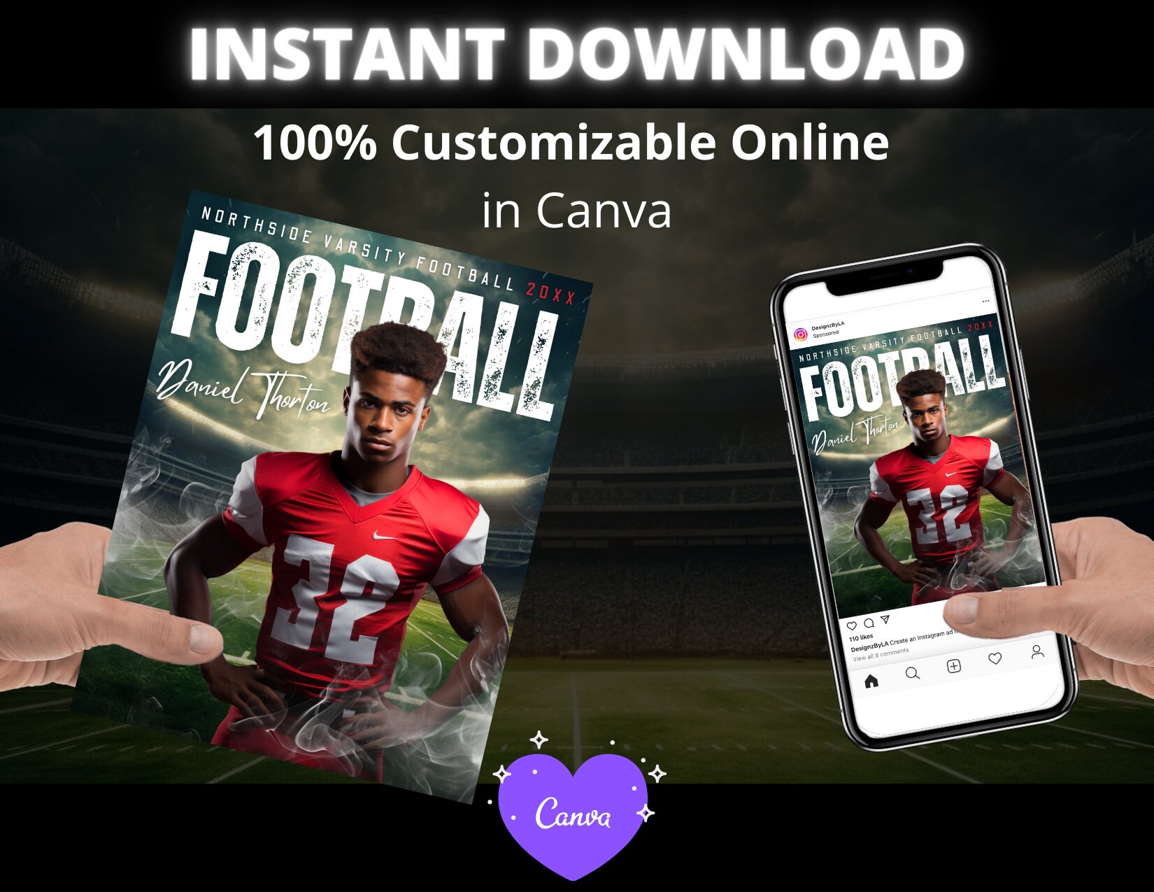 Sports Portrait Flyer Template|football Portrait Template|digital ...