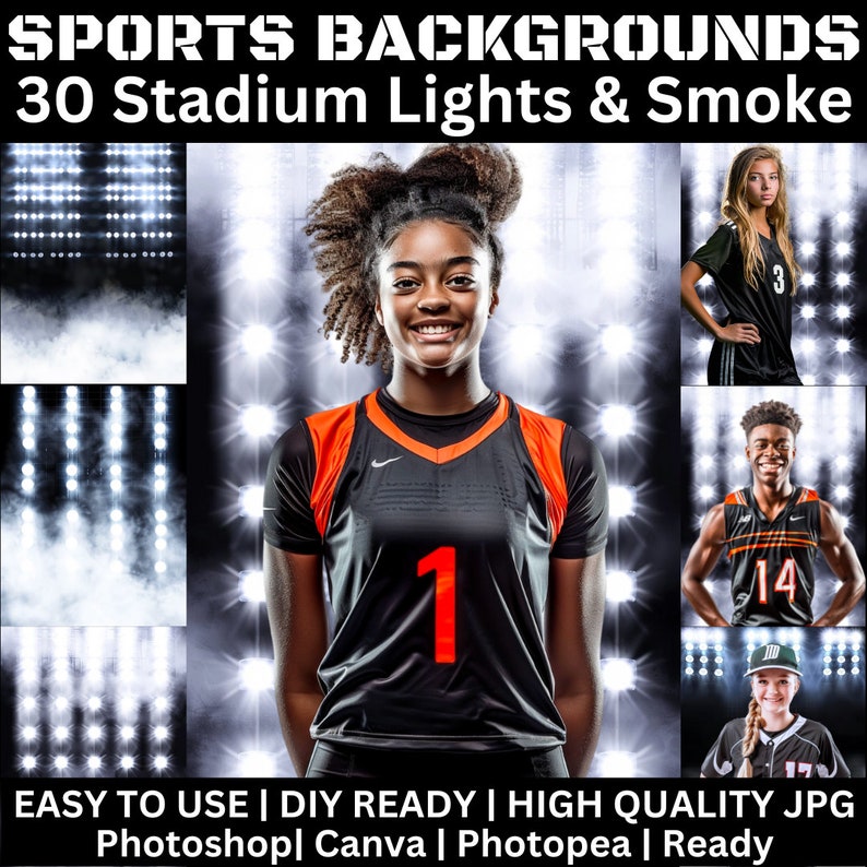 Dynamic Stadium Lights Digital Backdrops for Athlete Portraits,sports ...