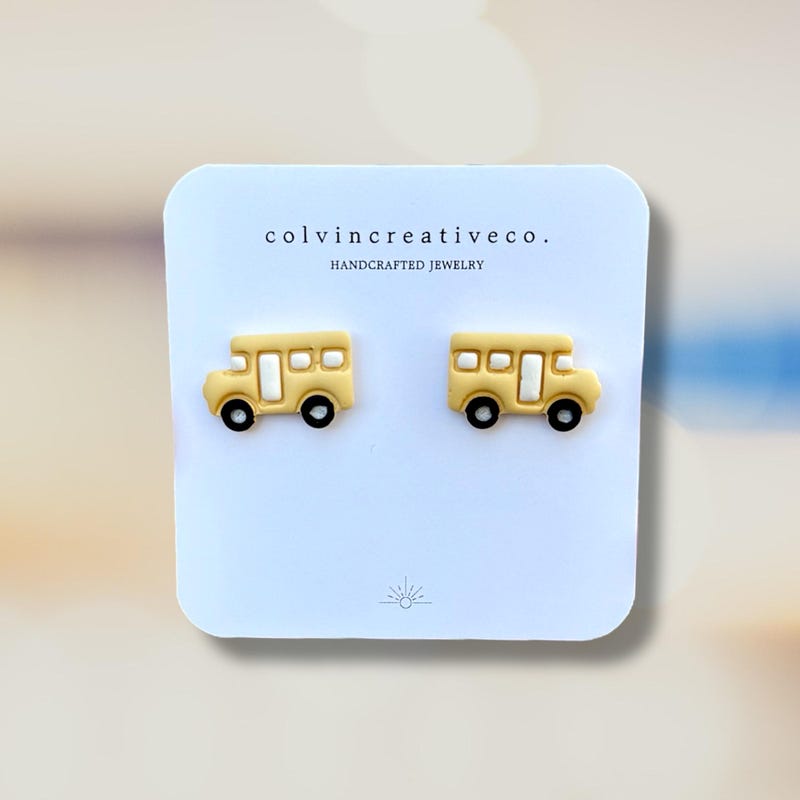 School Bus Earrings Clay - Etsy
